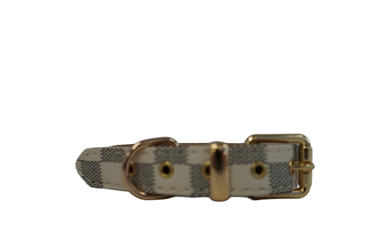 Checkered Beige Luxury Collar | BARK by DOG – Château Le Woof