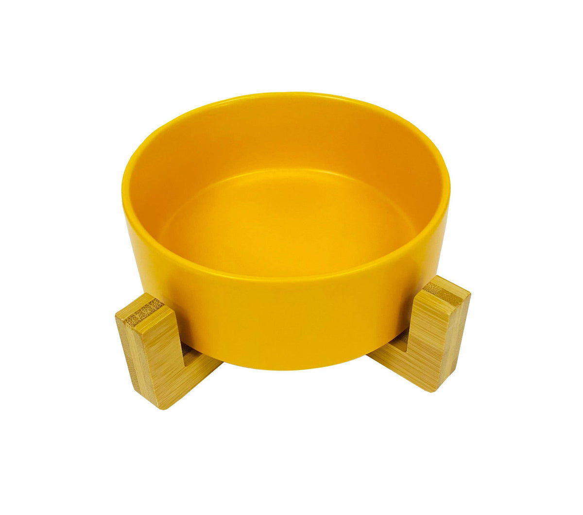 TARA YELLOW DOG BOWL WITH WOOD STAND – Château Le Woof